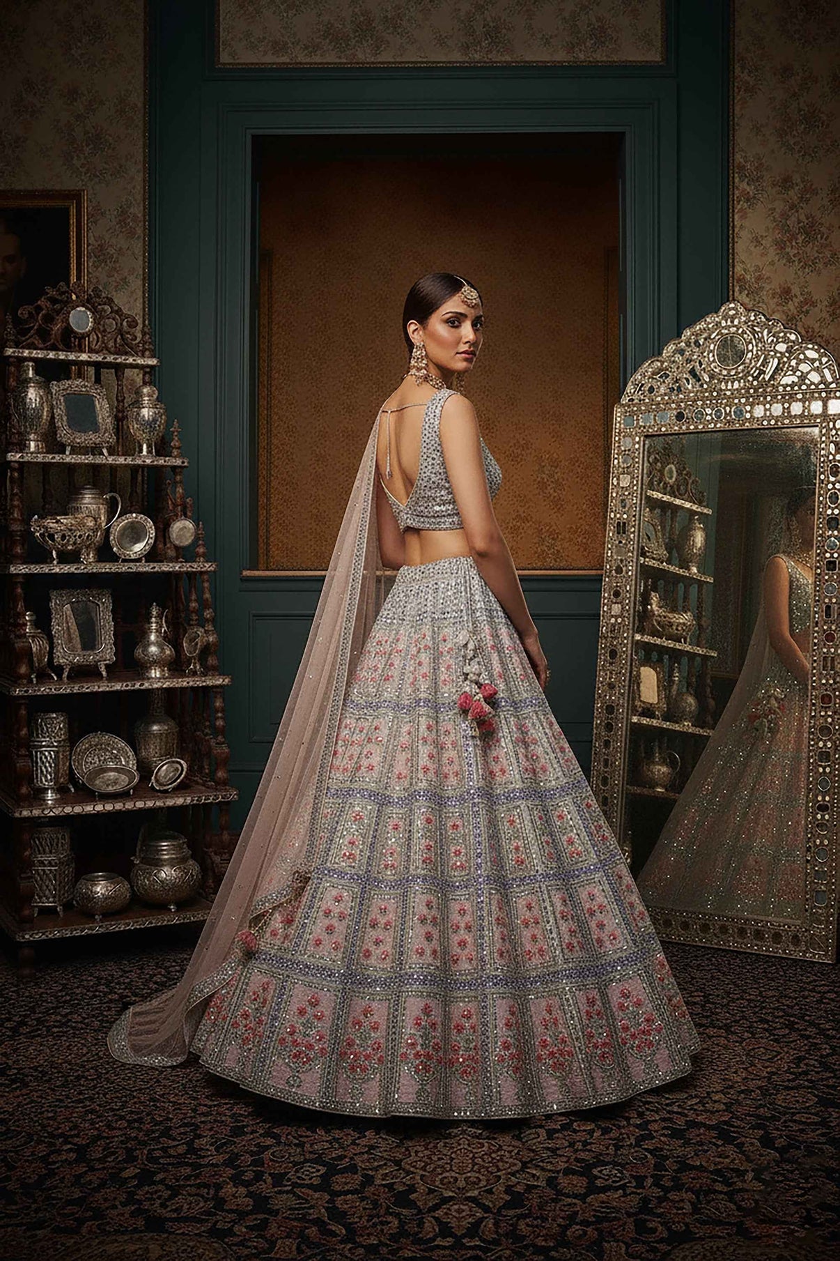 Pastel Mirror-Work Designer Lehenga Choli – Palkhi Fashion