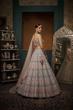 Pastel Mirror-Work Designer Lehenga Choli – Palkhi Fashion